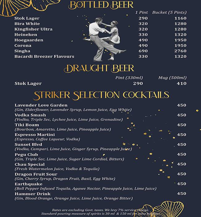 Menu at Striker Indore, Indore