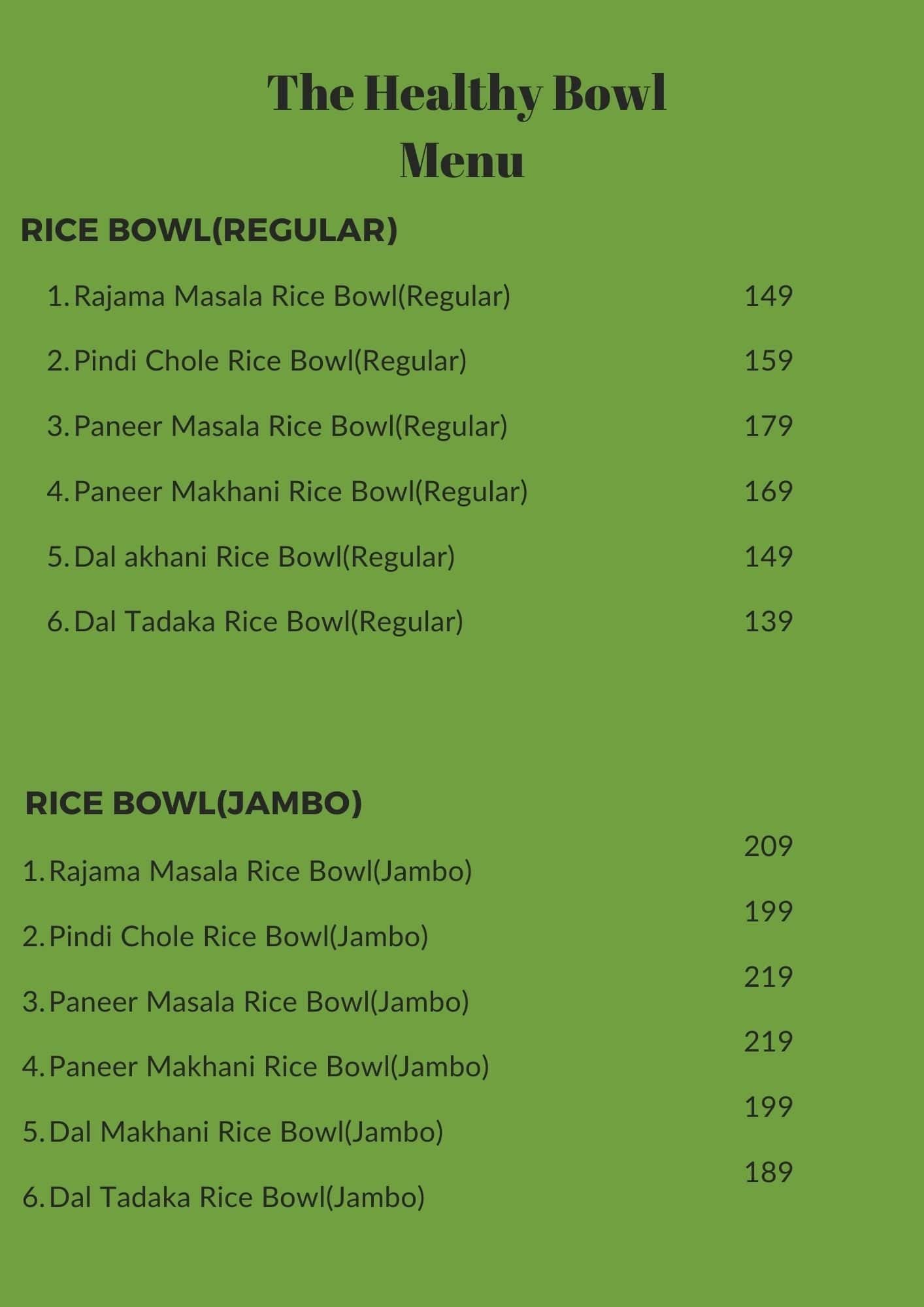 Menu of The Healthy Bowl, Chandkheda, Ahmedabad