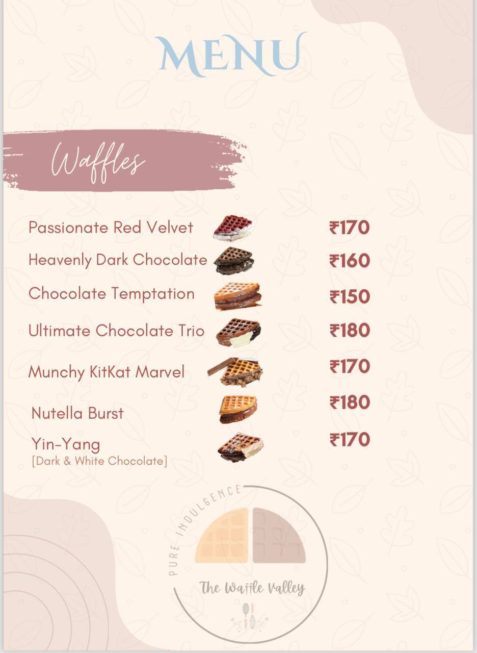Menu of The Waffle Valley, Naroda, Ahmedabad