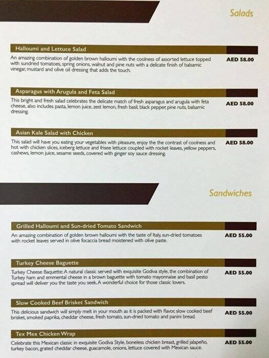 Godiva Chocolate Cafe Menu, Menu for Godiva Chocolate Cafe, Al ...