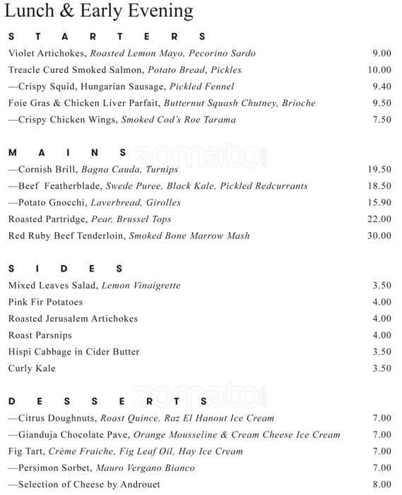 Upstairs at The Ten Bells Menu - Zomato UK