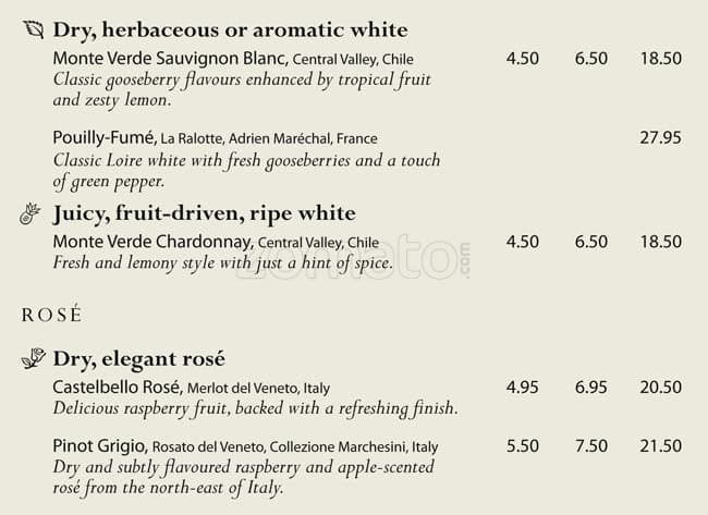 Menu at Arch Restaurant and Bar, Wembley