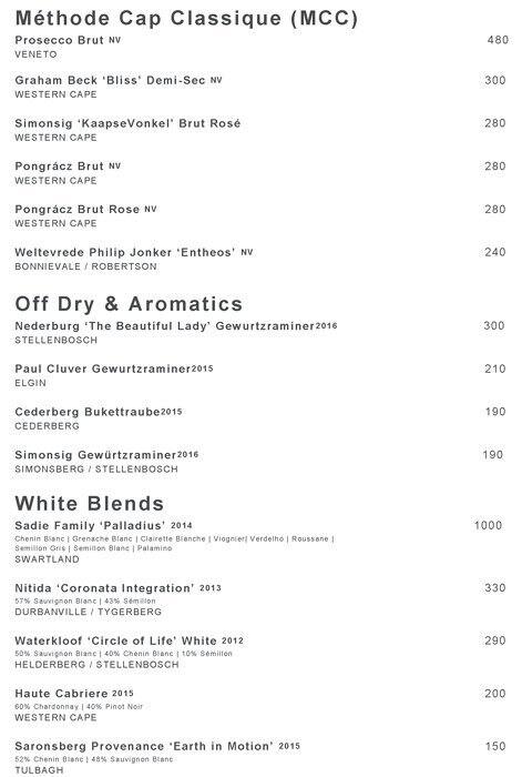 Menu at Kream Restaurant Mall of Africa, Midrand