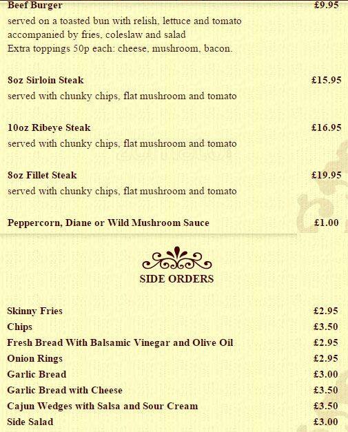 Menu at English Lounge pub & bar, Manchester, 64-66 High Street