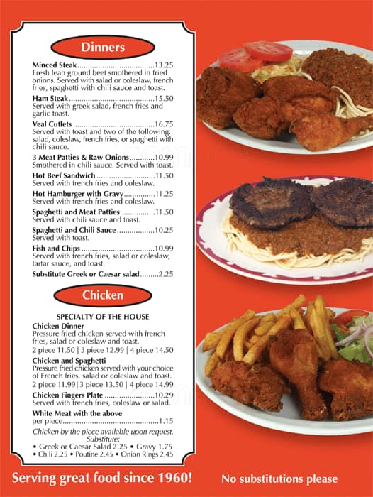 Menu at Red Top Drive Inn restaurant, Winnipeg