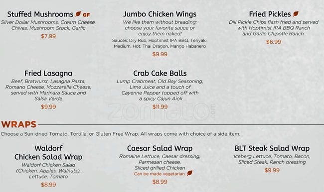 Menu at Clouds Brewing Raleigh pub & bar, Raleigh, 126 N West St