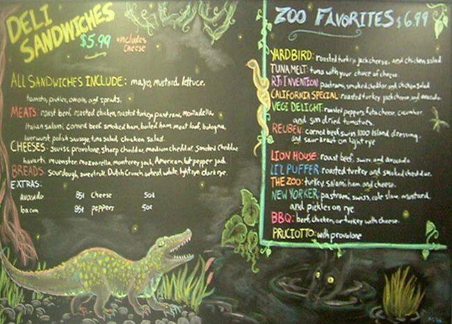Menu at George's Zoo restaurant, San Francisco