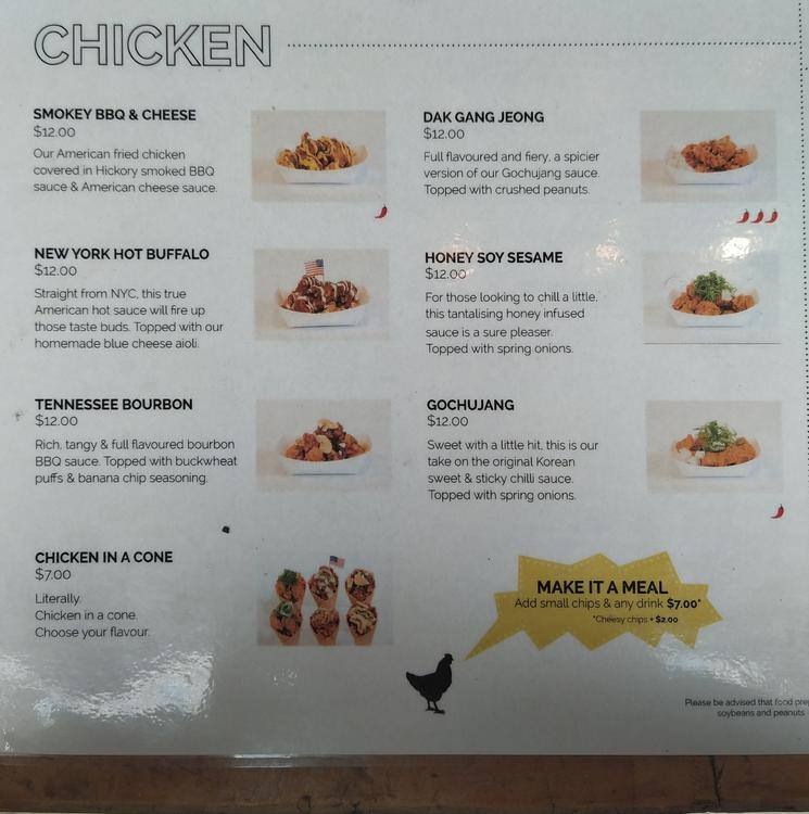 Menu at Chimek Fremantle restaurant, Fremantle