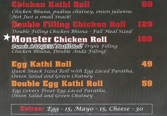 Bakasura Roll Gaadi Menu, Menu for Bakasura Roll Gaadi, Karve Nagar ...