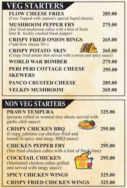 Menu of Captain's Cafe, City Center, Gwalior