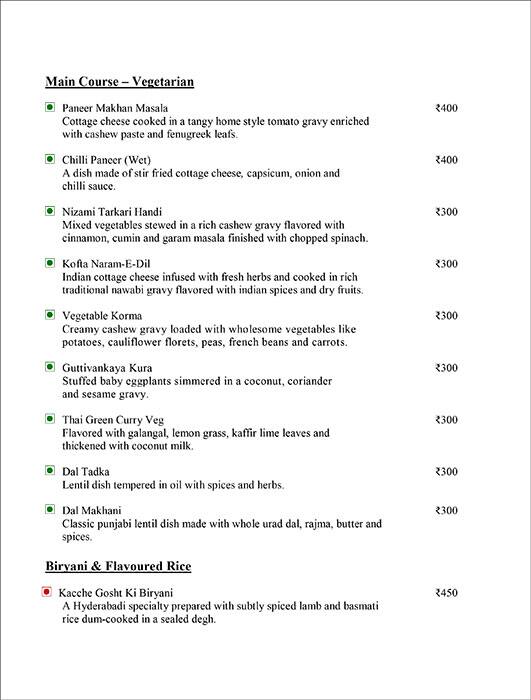 Menu at The Golkonda Kitchen By The Golkonda Hotel, Masab Tank, Hyderabad