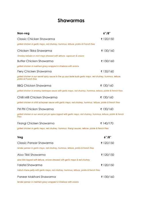 Menu at Shawarmaji, Thane, Shop no.3