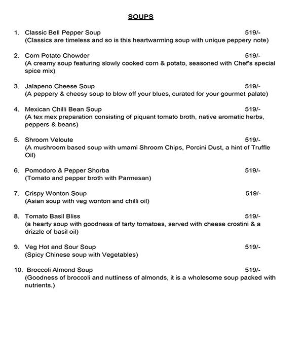 Menu of The Indian Channel, Bodakdev, Ahmedabad