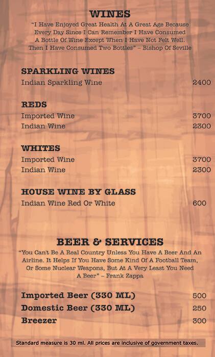 Slounge - Lemon Tree Hotel Menu - Zomato