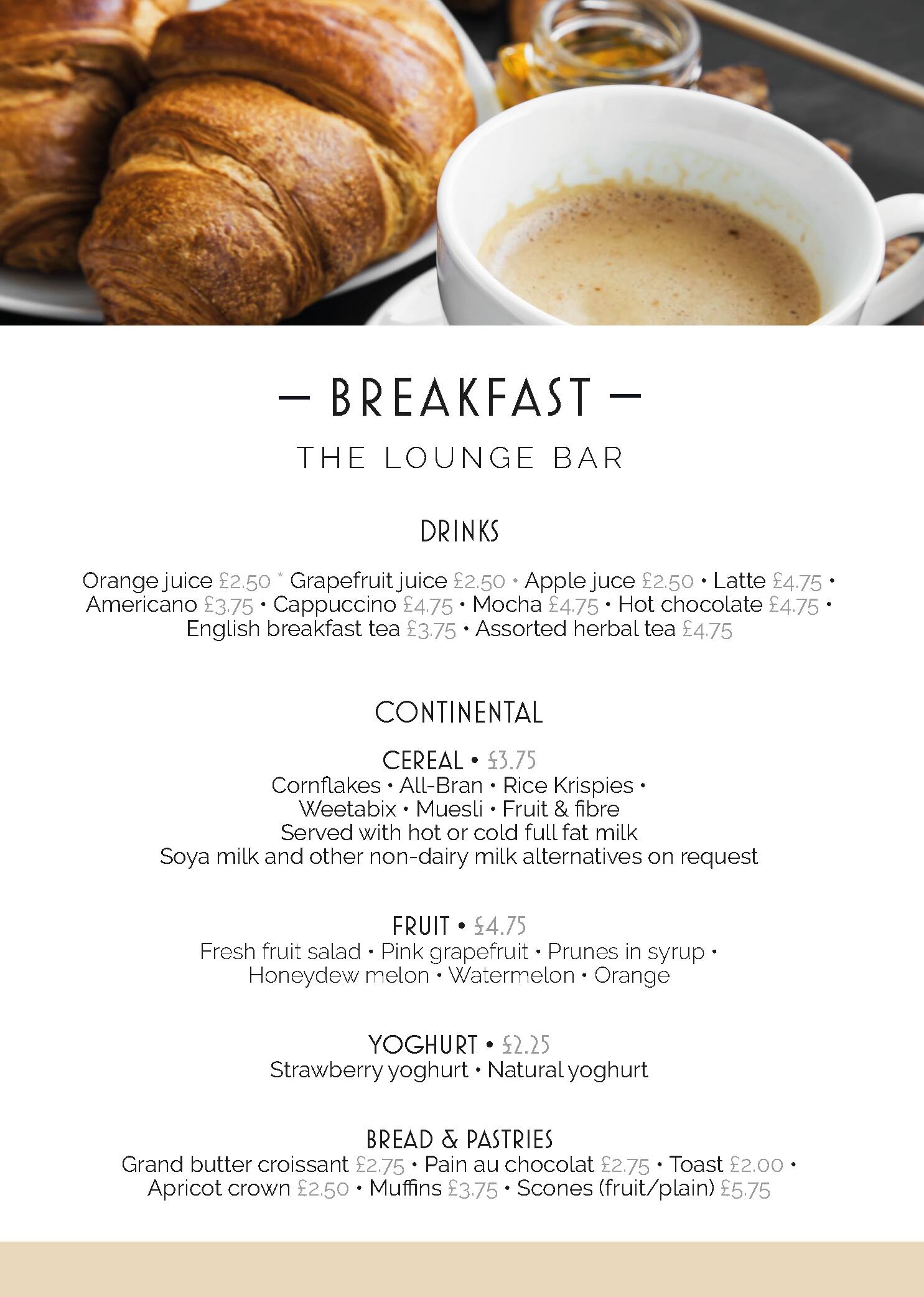 Menu at Tea Palace of London pub & bar, London