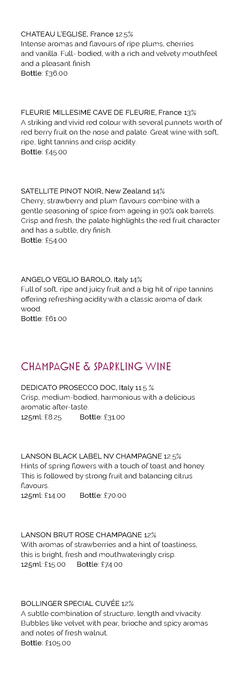 Menu at Tea Palace of London pub & bar, London