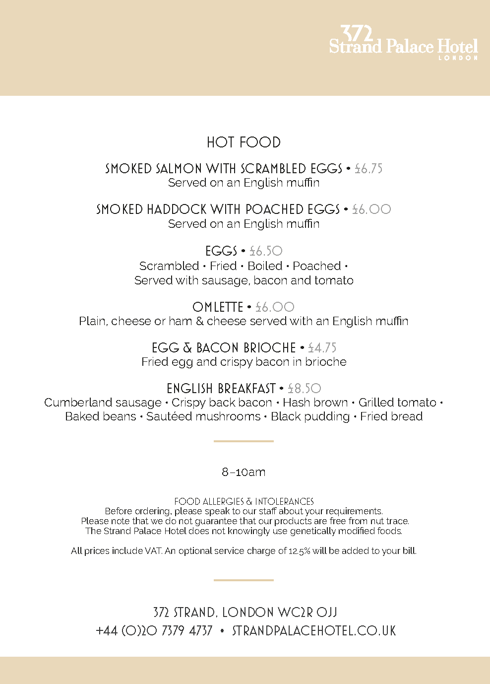 Menu at Tea Palace of London pub & bar, London