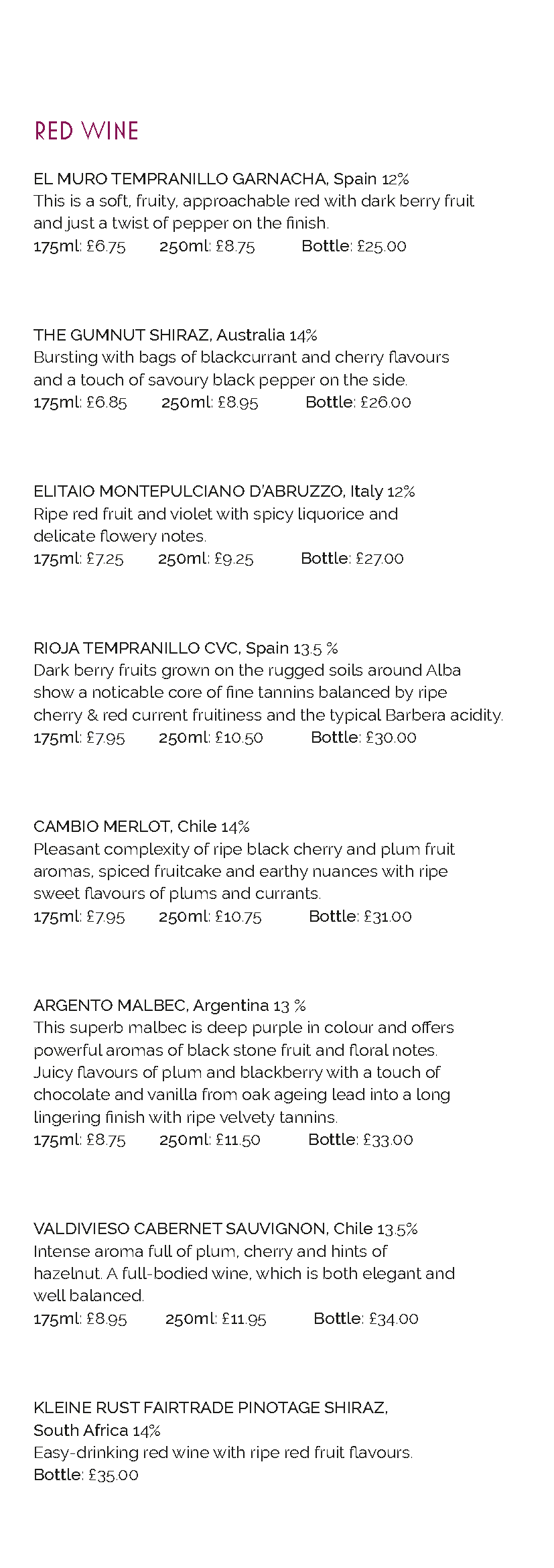 Menu at Tea Palace of London pub & bar, London