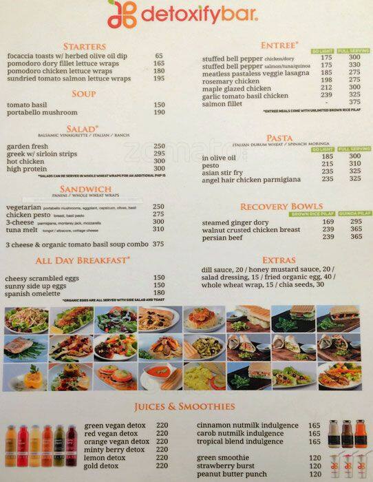Menu at Detoxify Bar, Taguig