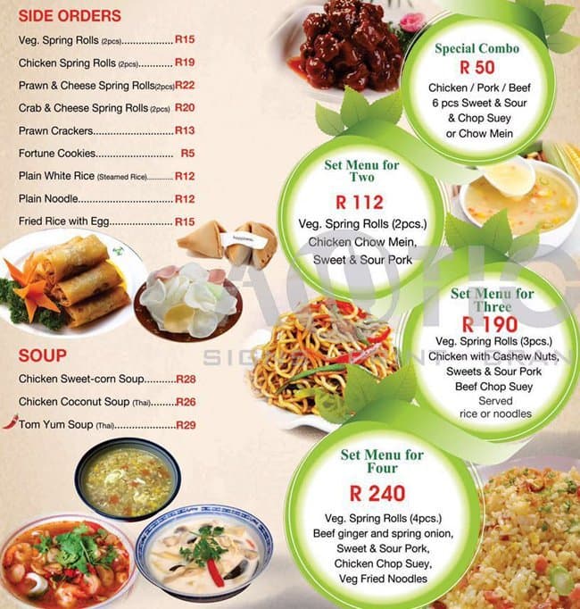 Menu at Kalok Sushi & Chinese Take Aways restaurant, Cape Town, Verdi Blvd