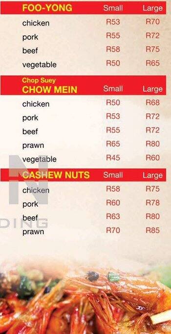 Menu at Kalok Sushi & Chinese Take Aways restaurant, Cape Town, Verdi Blvd