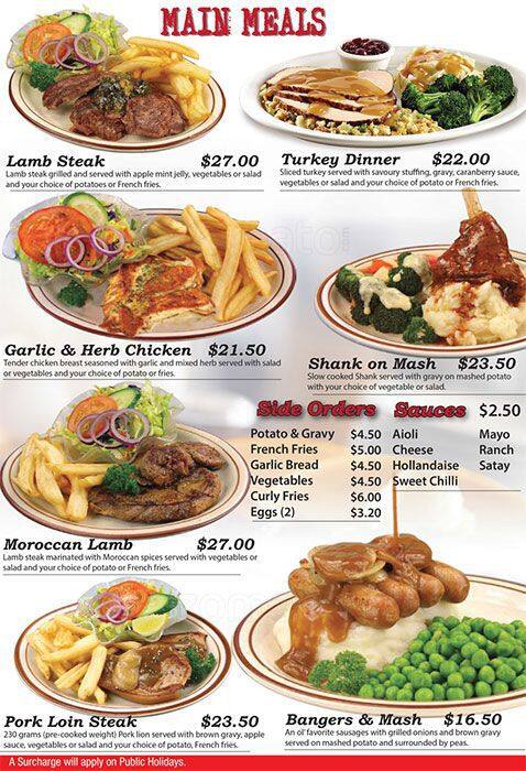 Menu at Denny's restaurant, Porirua, 2 Semple St