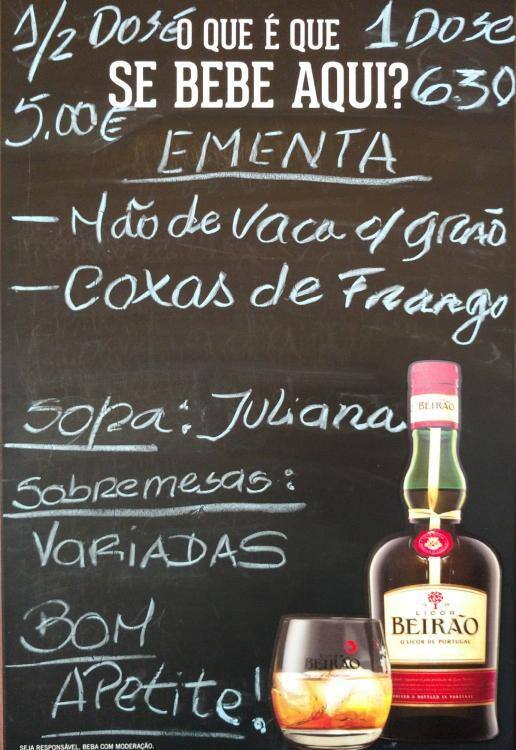 Menu at Coffee Mania cafe, Lisbon