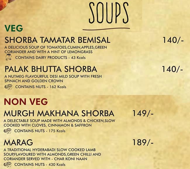 Menu of Ohris Mehfil, S D Road, Secunderabad