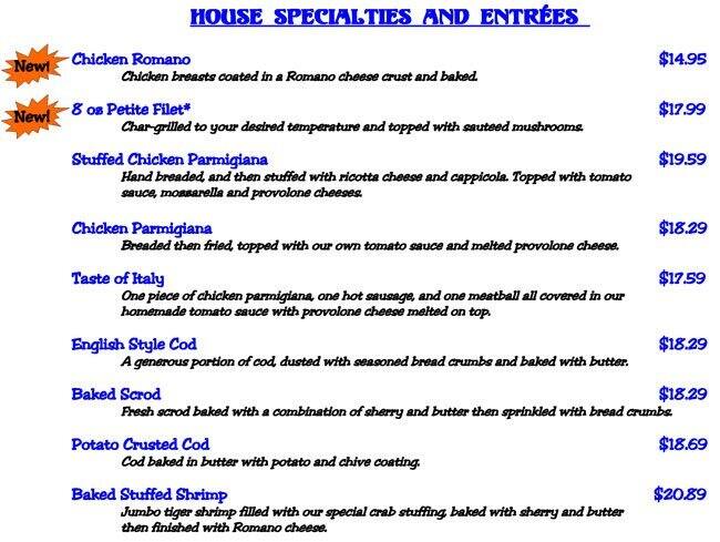 Menu at Rockefeller's Grille pub & bar, McKees Rocks
