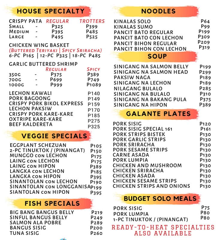Menu at Pan de Cielo restaurant, Marikina, 8 J. Molina Street Corner ...