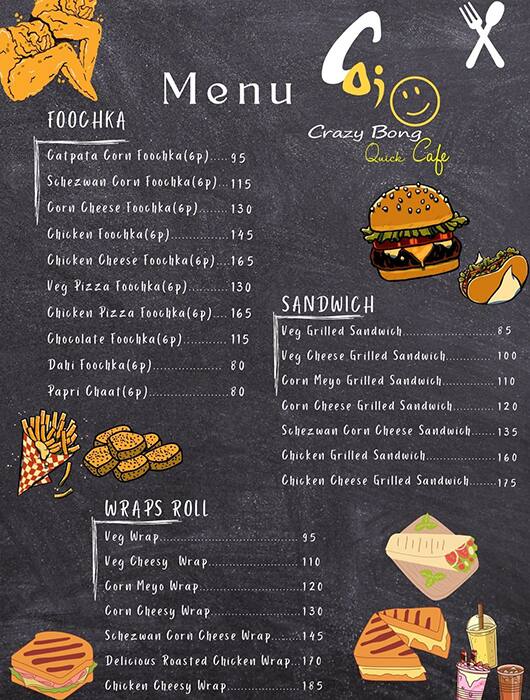 Menu of Crazy Bong, Garia, Kolkata