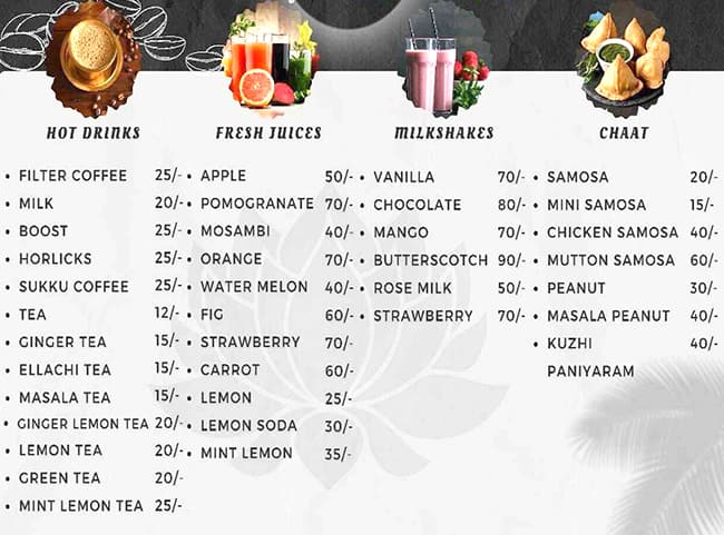 Menu at Sai Hot Sip, Chennai