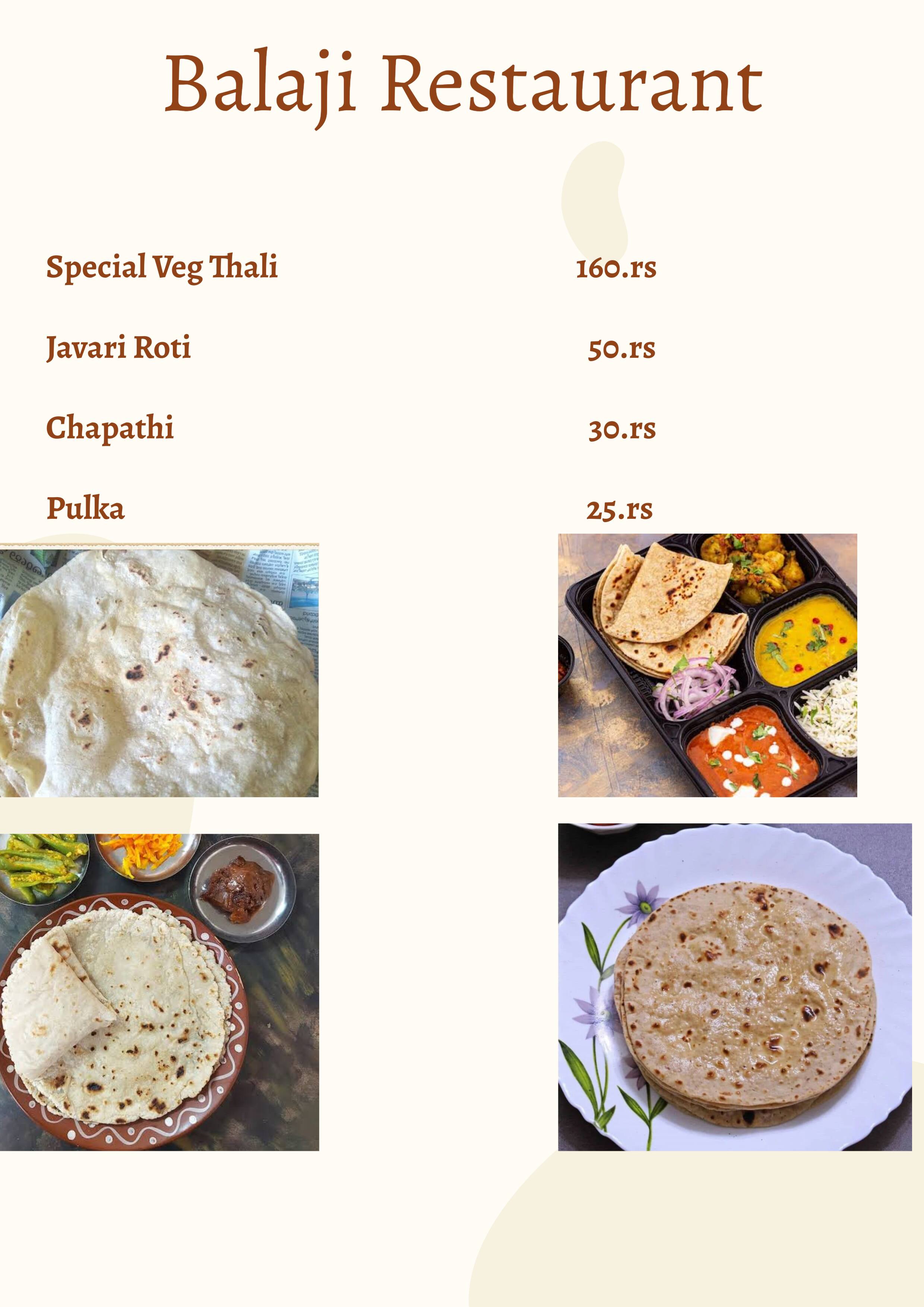 Menu of Balaji Restaurants, Kukatpally, Hyderabad