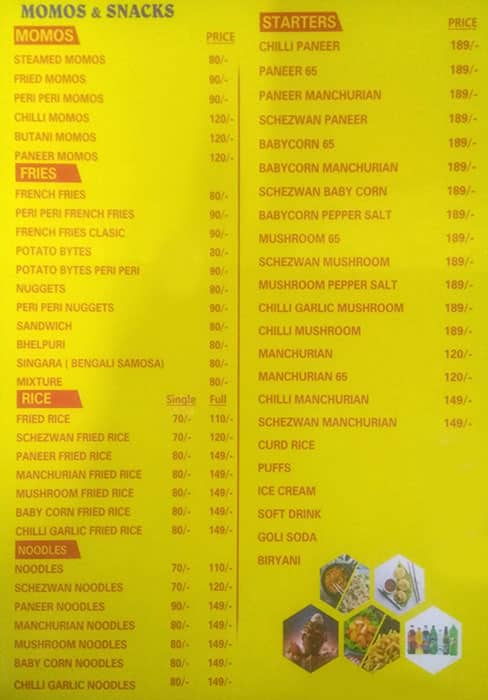Menu of Momos & Snacks, Narapally, Hyderabad