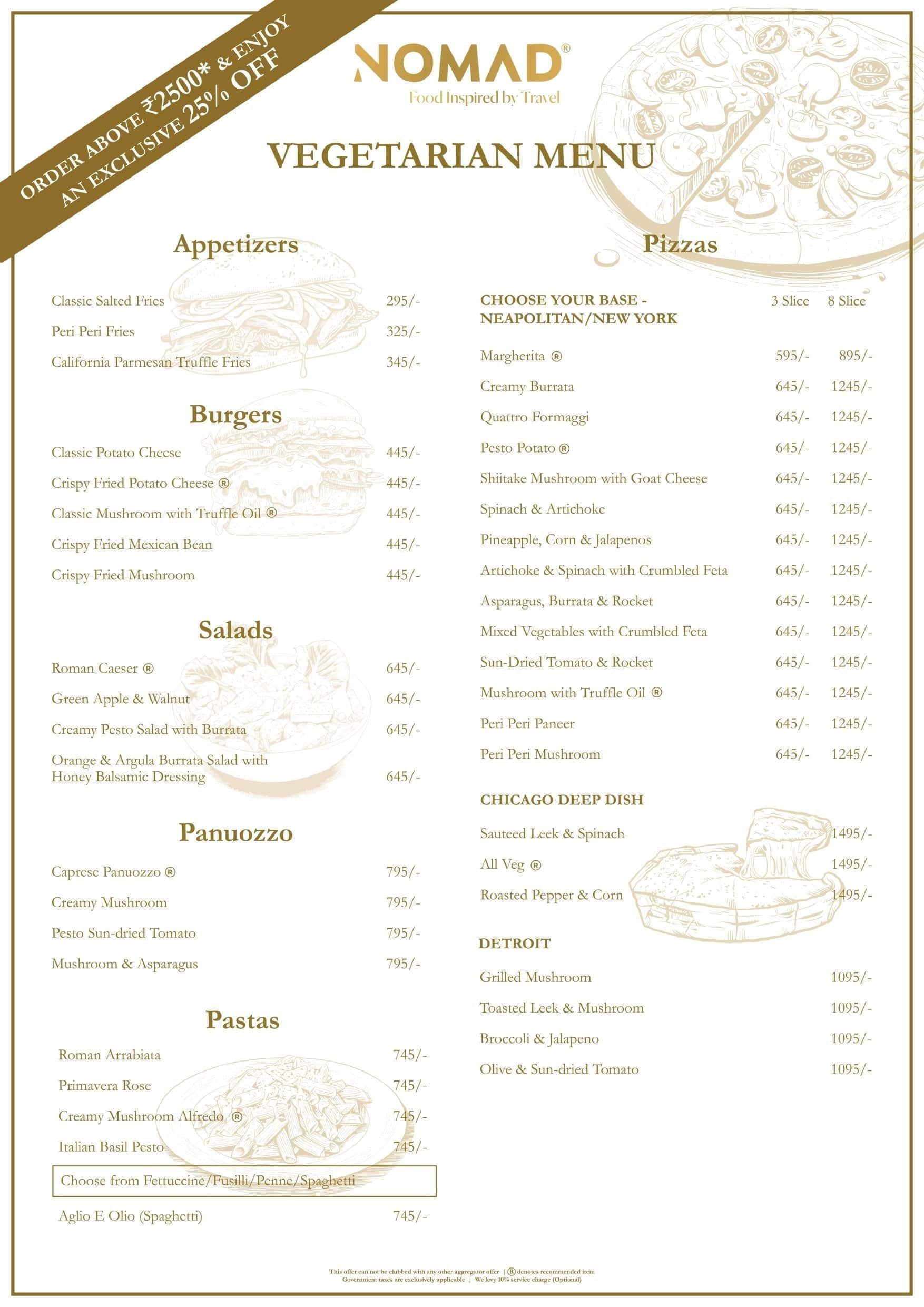 Menu of Nomad Pizza, C G Road, Ahmedabad