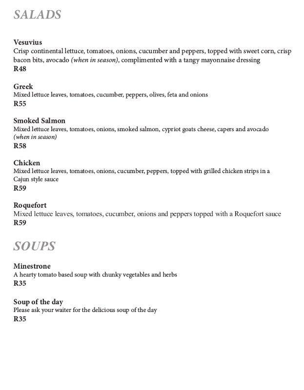 Menu at Ora Bella Restaurant, Boksburg