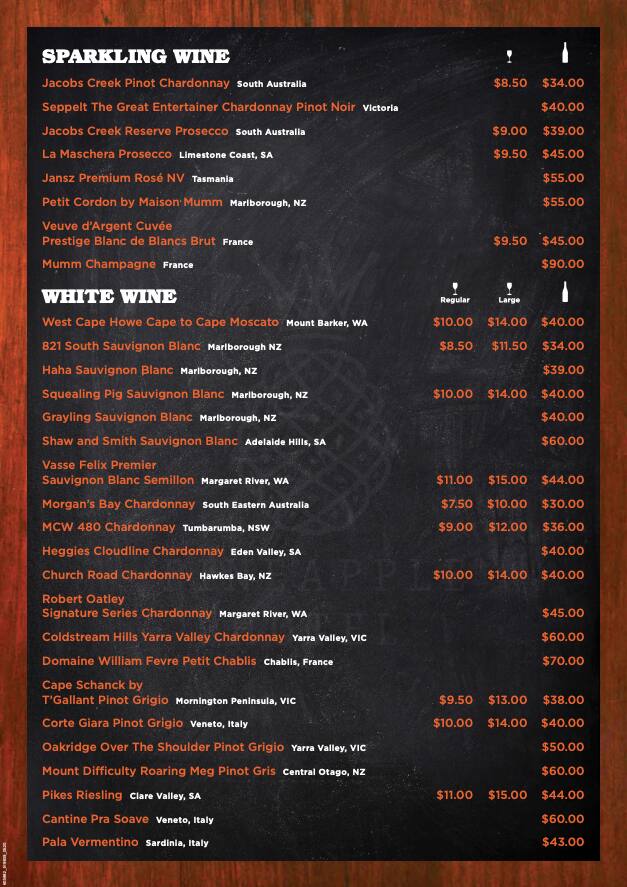 Menu at Pineapple Hotel pub & bar, Kangaroo Point, 706 Main St
