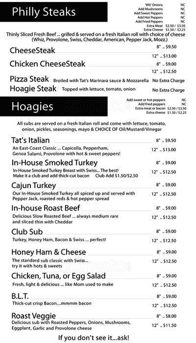 Menu at TAT'S Delicatessen fast food, Seattle