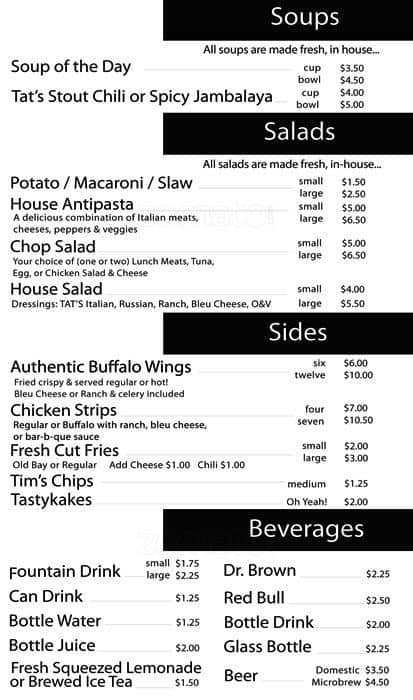 Menu at TAT'S Delicatessen fast food, Seattle