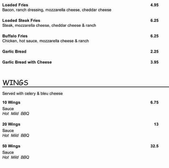 Menu at Mannino's Pizzeria, Pottstown