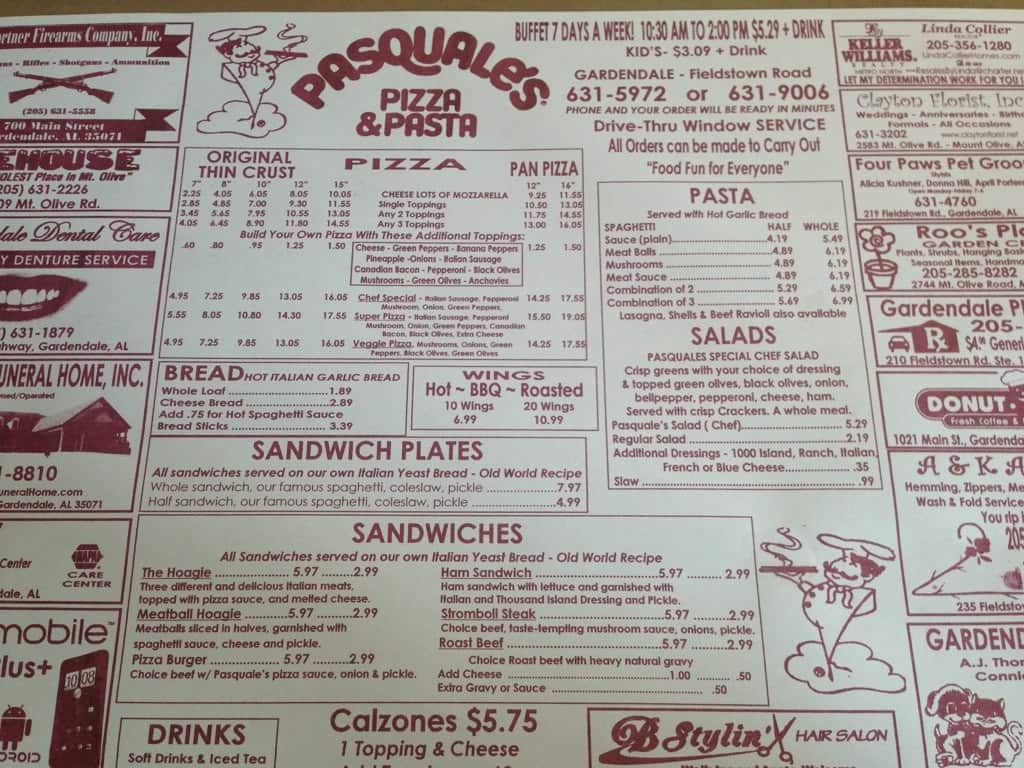 Pasquale's Pizza & Pasta Menu - Urbanspoon/Zomato