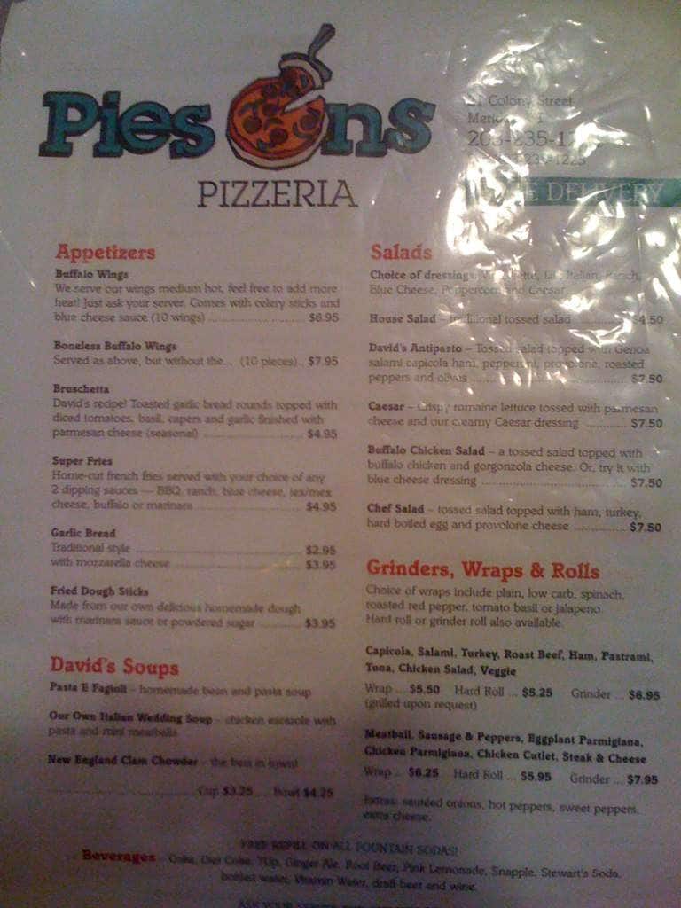 Menu at Fischer's Fine Food pizzeria, Meriden
