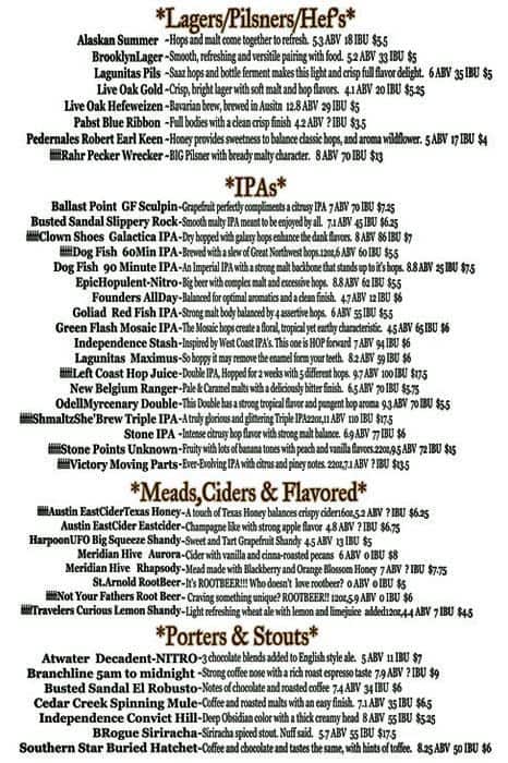 Menu at Brewer's Grill pub & bar, San Antonio