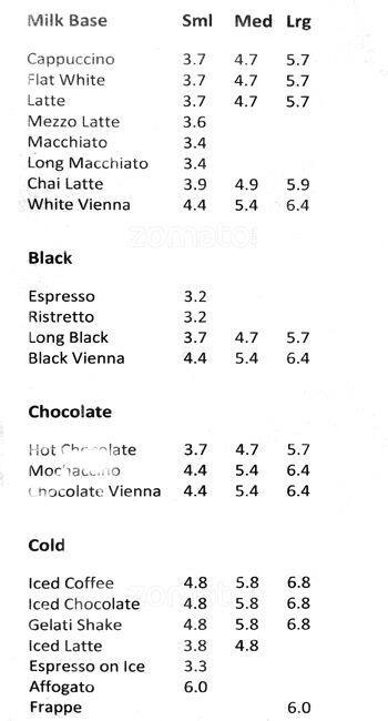 Menu at Kicco Espresso - Glenelg cafe, Glenelg, Bay Side Village