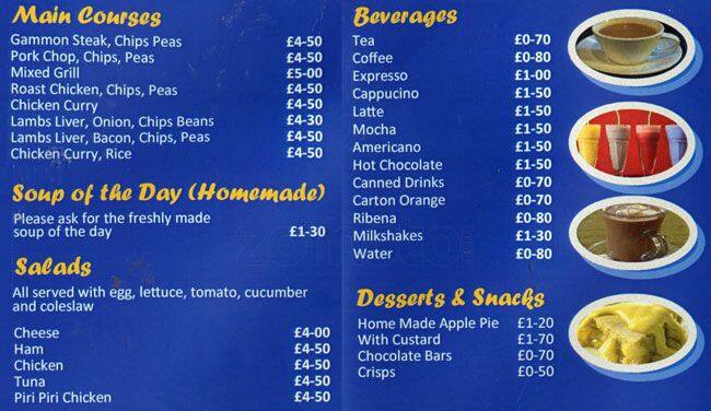Menu at Yummies Cafeteria, Bromley, Hennelly House Masons Hill