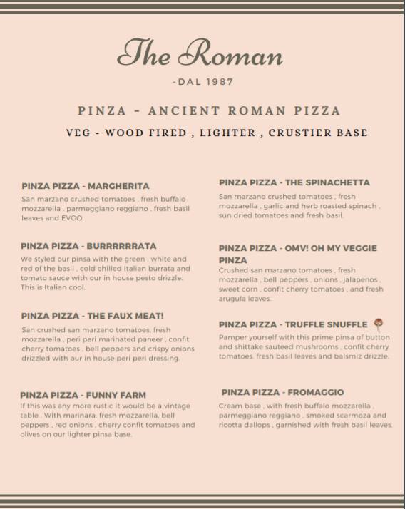 Menu at The Roman - dal 1986, New Delhi