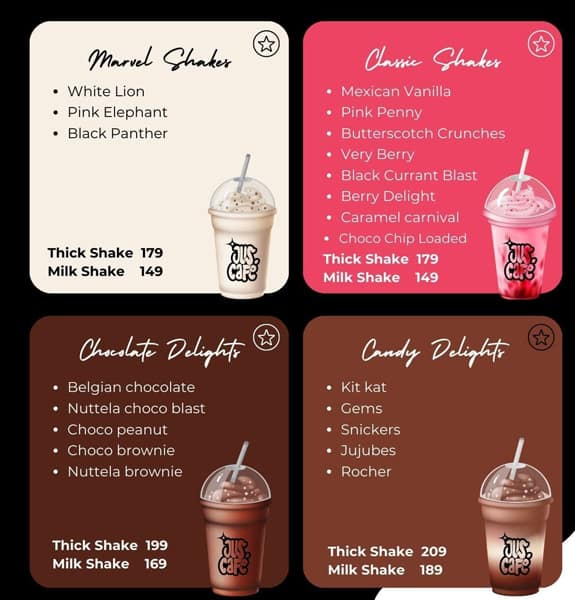 Menu of Jus Cafe, Kukatpally, Hyderabad