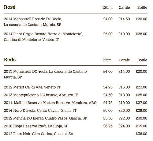 Menu at Stephens St Kitchen restaurant, London