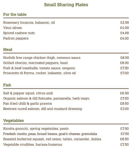 Menu at Stephens St Kitchen restaurant, London