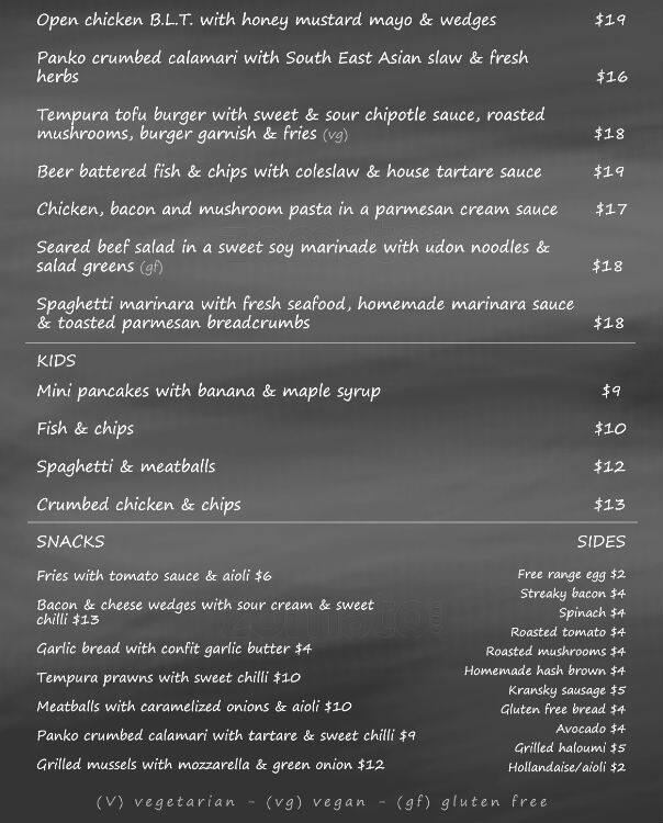 Menu At Chalk Cafe Wellington